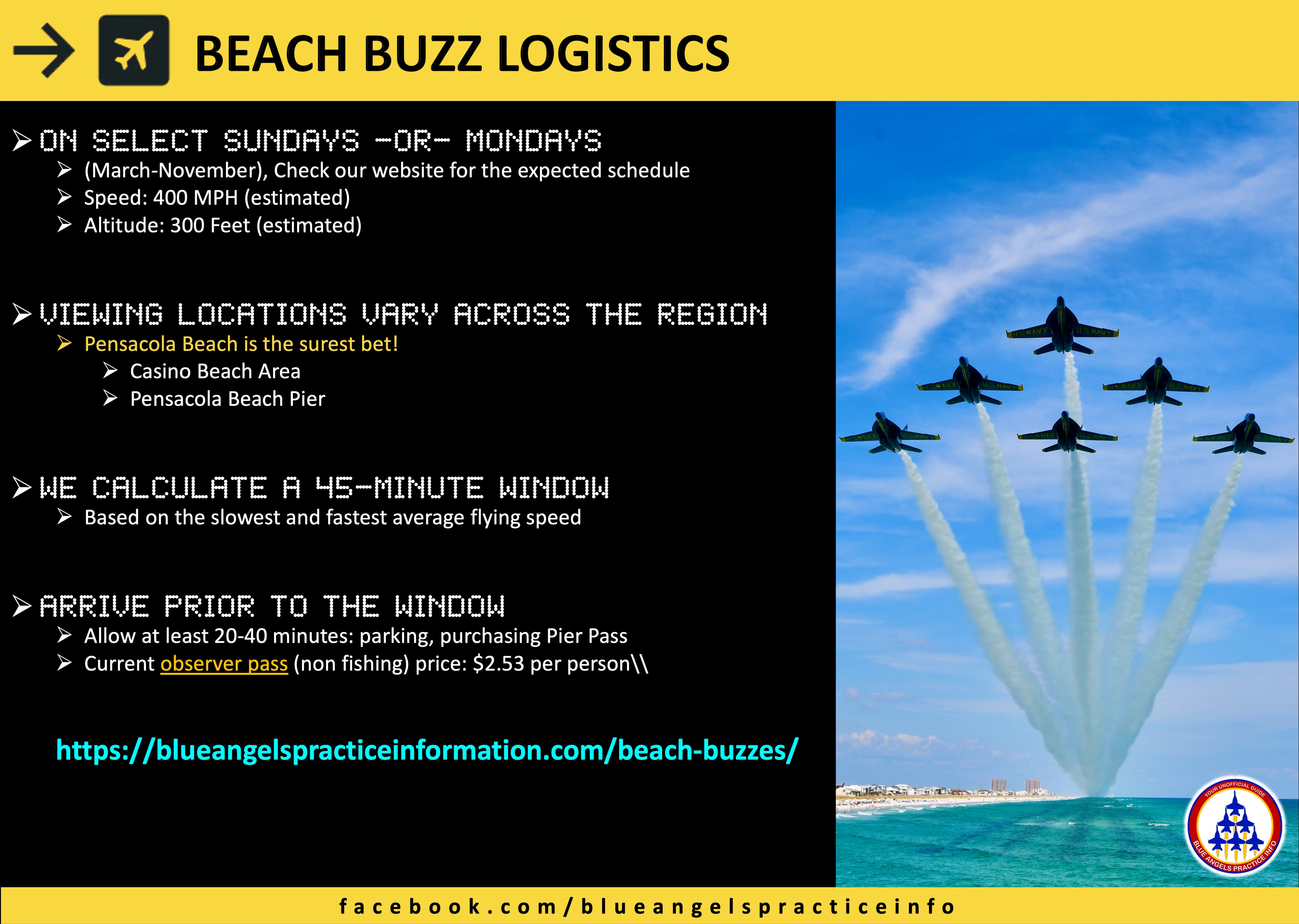 Beach Buzzes – Blue Angels Practice Info